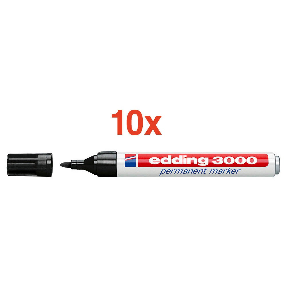 Edding 3000 Permanentmarker Schwarz / Rundspitze 1,5 - 3,0 mm (10er Pack)